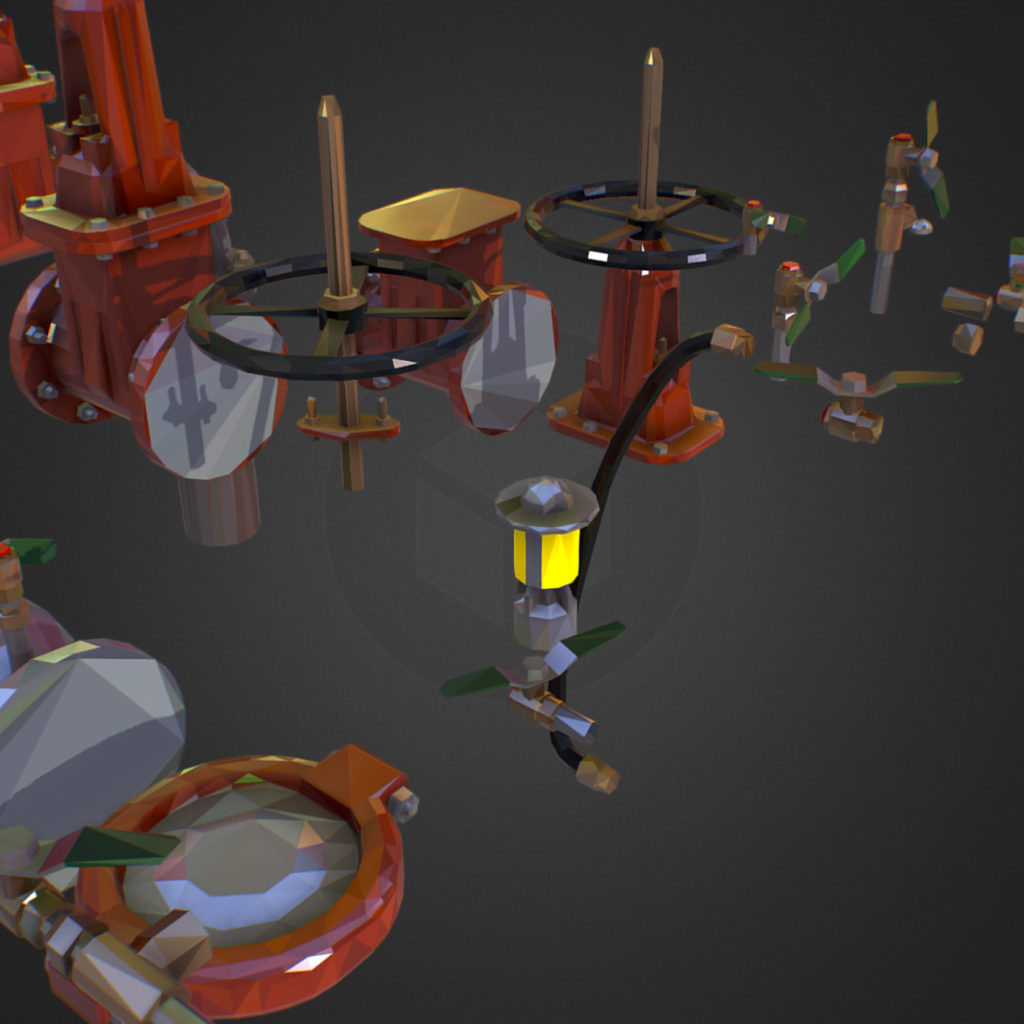 Low Poly ART Backflow Water Pipe Constructor 3D Model - FlatPyramid