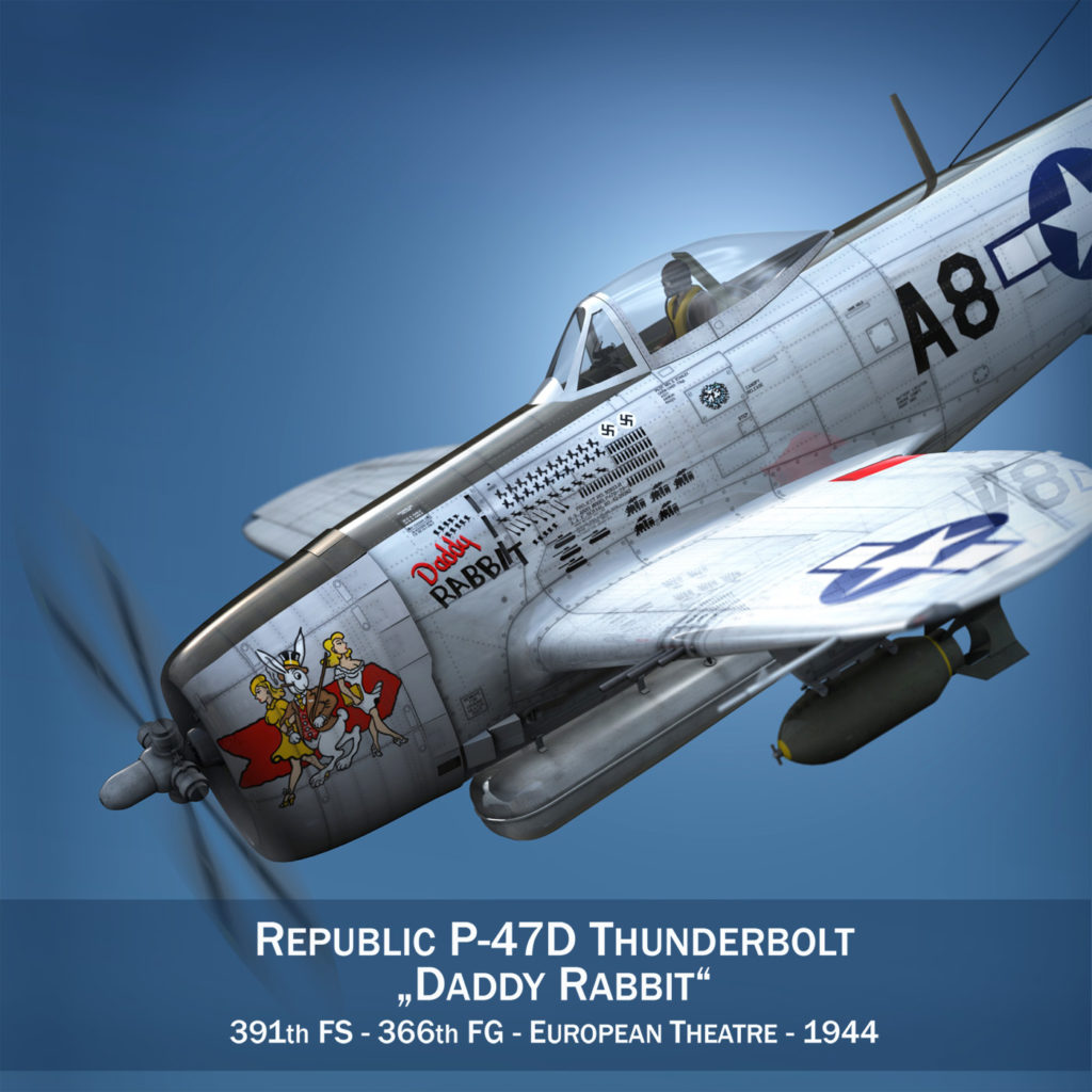 Republic P-47 Thunderbolt - Daddy Rabbit 3D Model - FlatPyramid