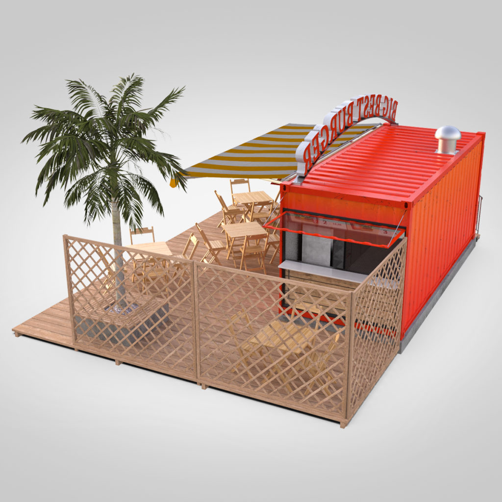 Shipping container food stand 3D Model - FlatPyramid