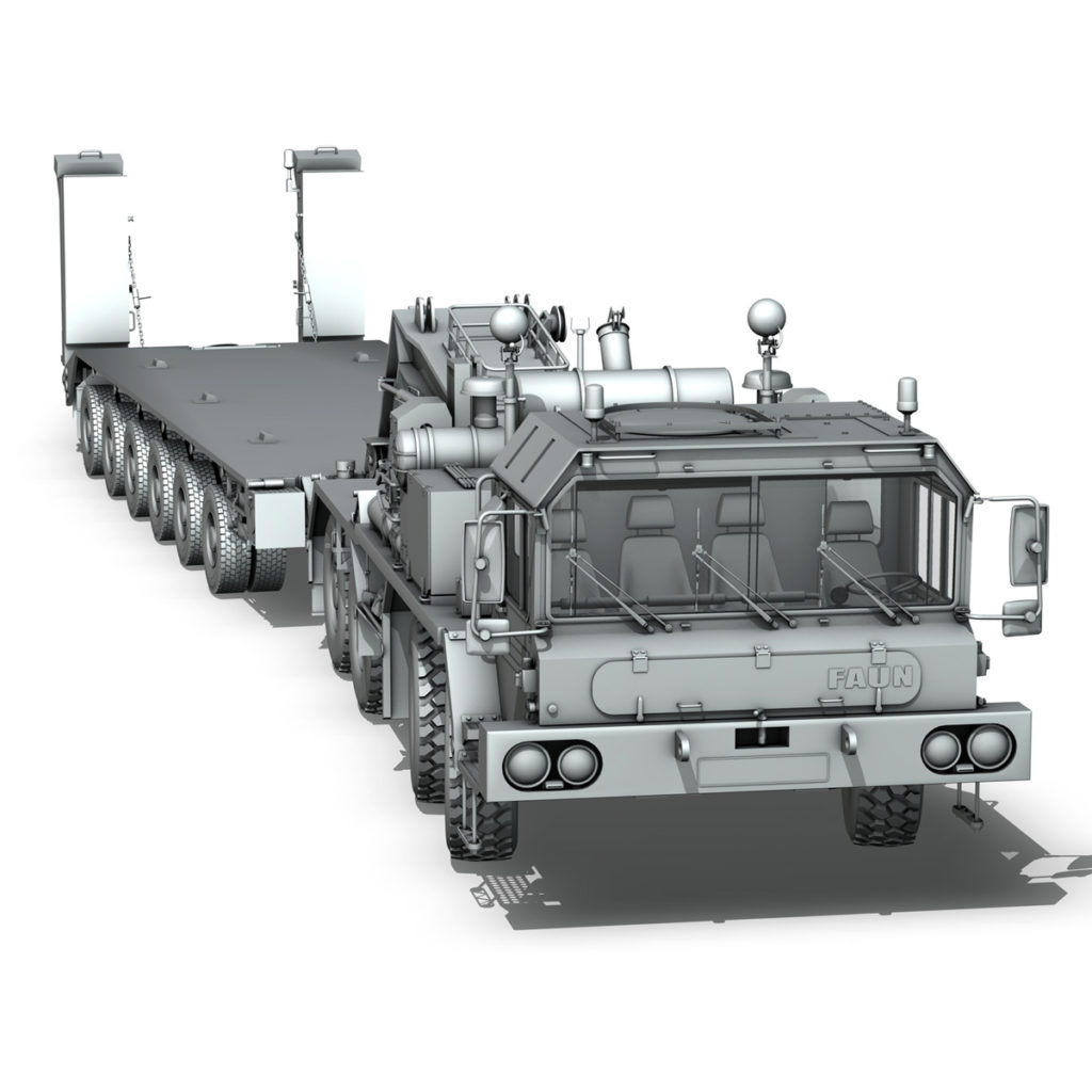 Faun STL-56 Tractor with 56t Semi Trailer 3D Model - FlatPyramid