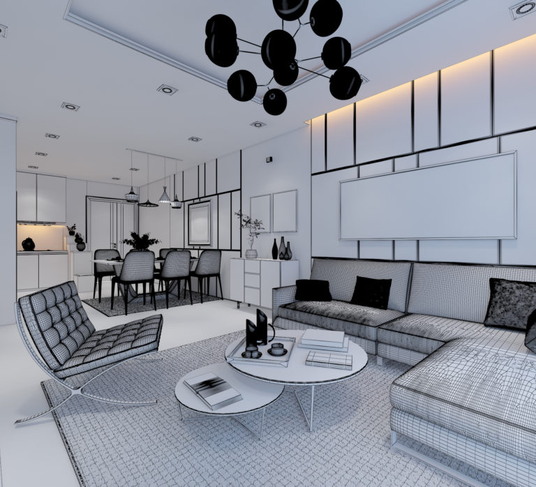 Cutaway apartment full furnitures modern design 3D Model - FlatPyramid