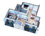 Detailed modern interior cutaway 3D Model - FlatPyramid