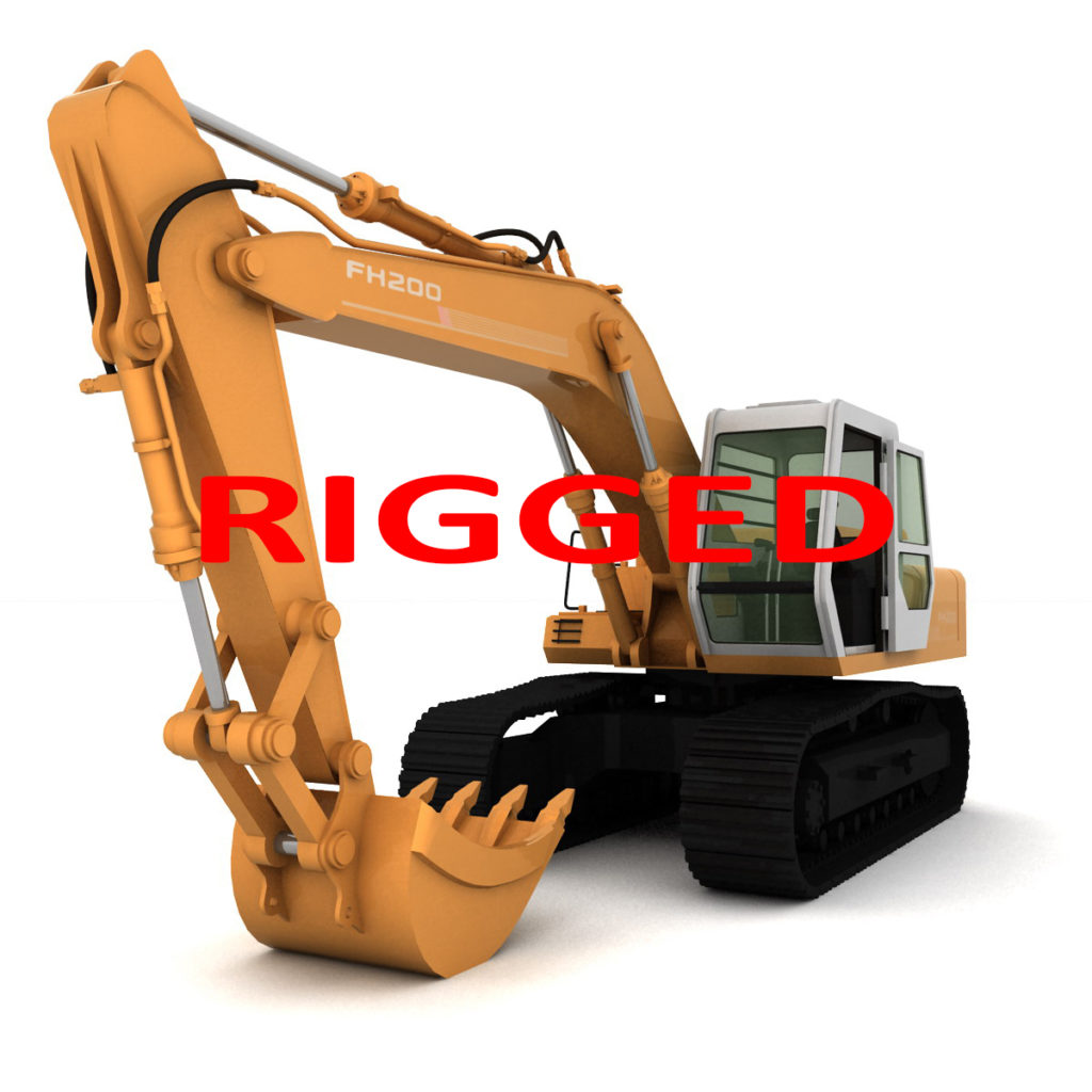 Rigged Fiat Hitachi Excavator FH200 3D Model - FlatPyramid