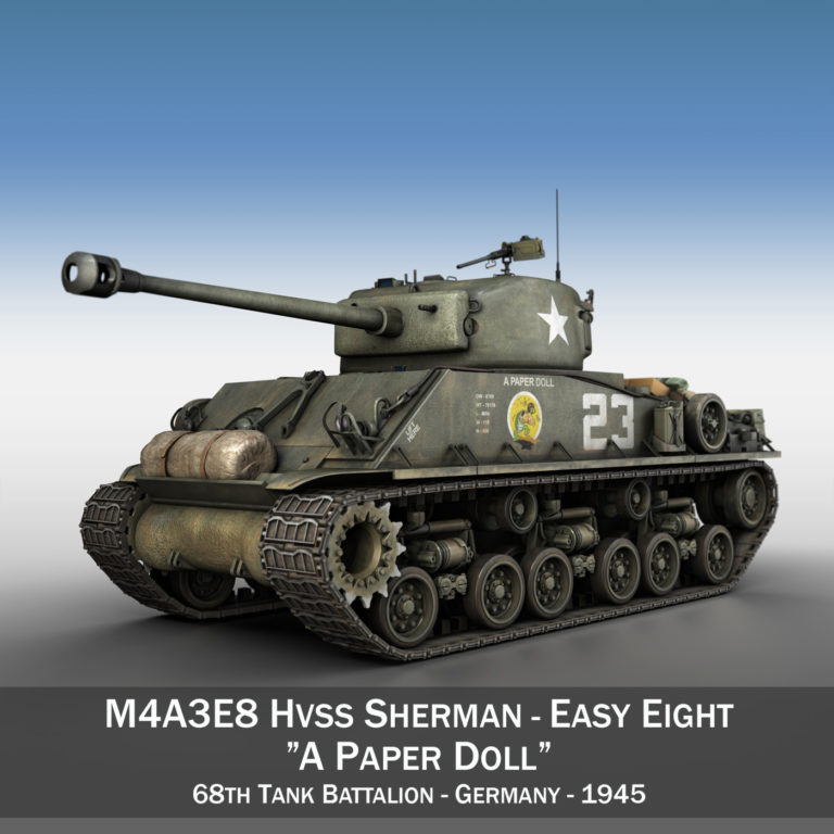 M4A3E8 Sherman - Easy Eight - A Paper Doll 3D Model - FlatPyramid