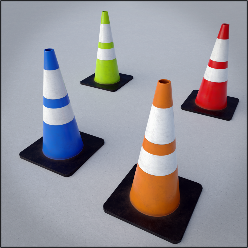 Traffic Cone game asset multi-pack 3D Model - FlatPyramid
