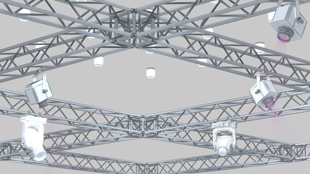 Big Square Truss-Stage Lights 3D Model - FlatPyramid