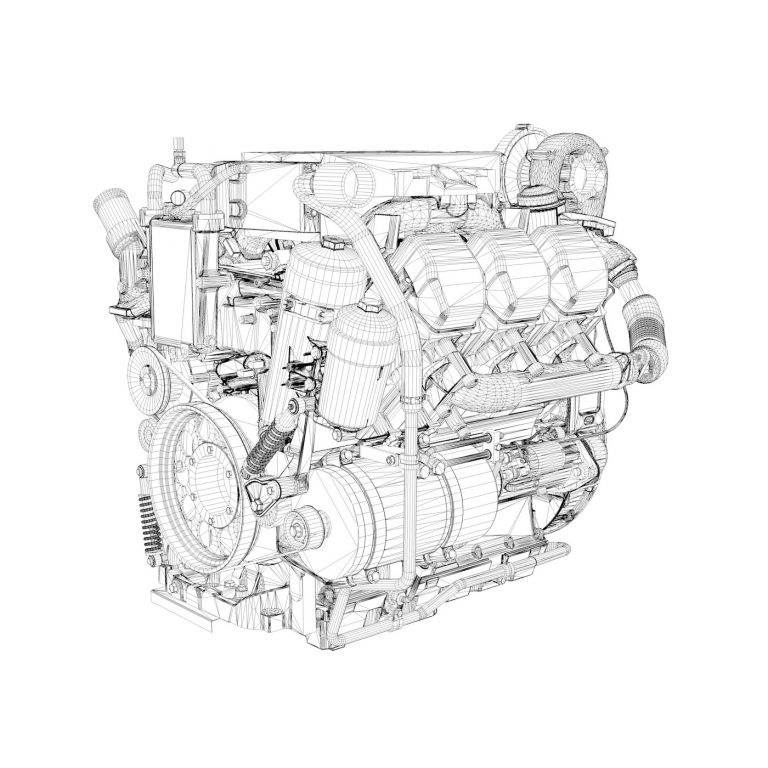 Diesel Turbo - 6-cylinder Engine 3D Model - FlatPyramid