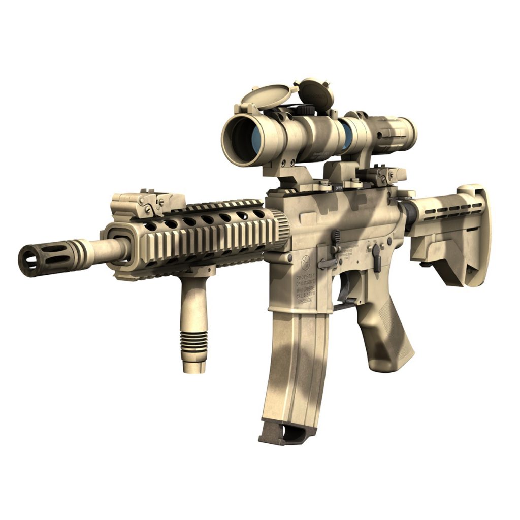 Colt M4A1 - SOPMOD - Aimpoint - Desert Camo 3D Model - FlatPyramid