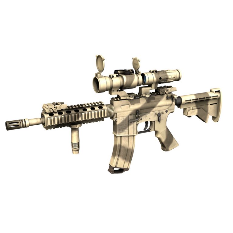Colt M4A1 - SOPMOD - Aimpoint - Desert Camo 3D Model - FlatPyramid