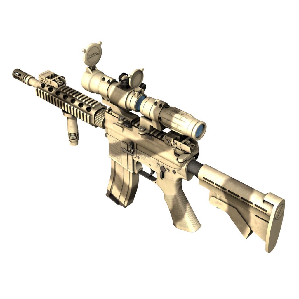 Colt M4A1 - SOPMOD - Aimpoint - Desert Camo 3D Model - FlatPyramid