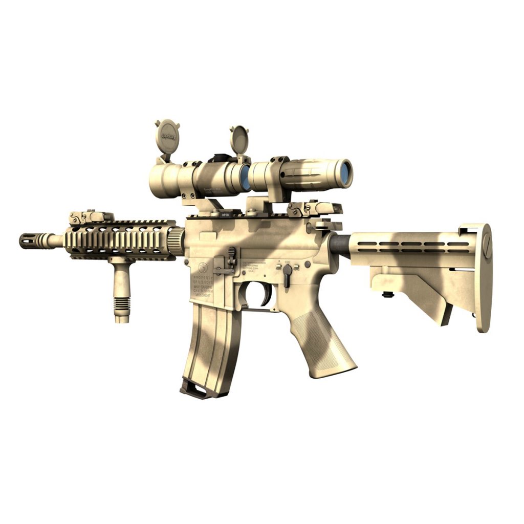 Colt M4A1 - SOPMOD - Aimpoint - Desert Camo 3D Model - FlatPyramid