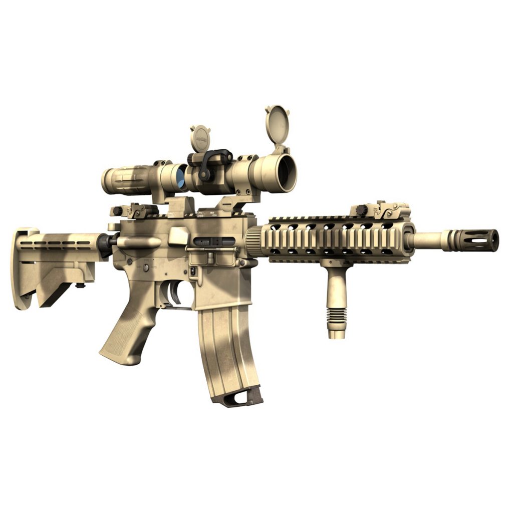 Colt M4A1 - SOPMOD - Aimpoint - Desert Camo 3D Model - FlatPyramid