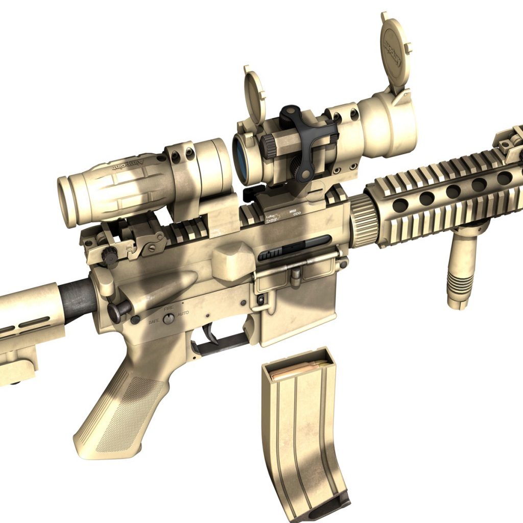 Colt M4A1 - SOPMOD - Aimpoint - Desert Camo 3D Model - FlatPyramid