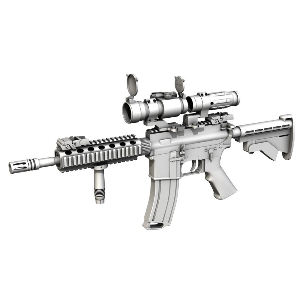 Colt M4A1 - SOPMOD - Aimpoint - Desert Camo 3D Model - FlatPyramid