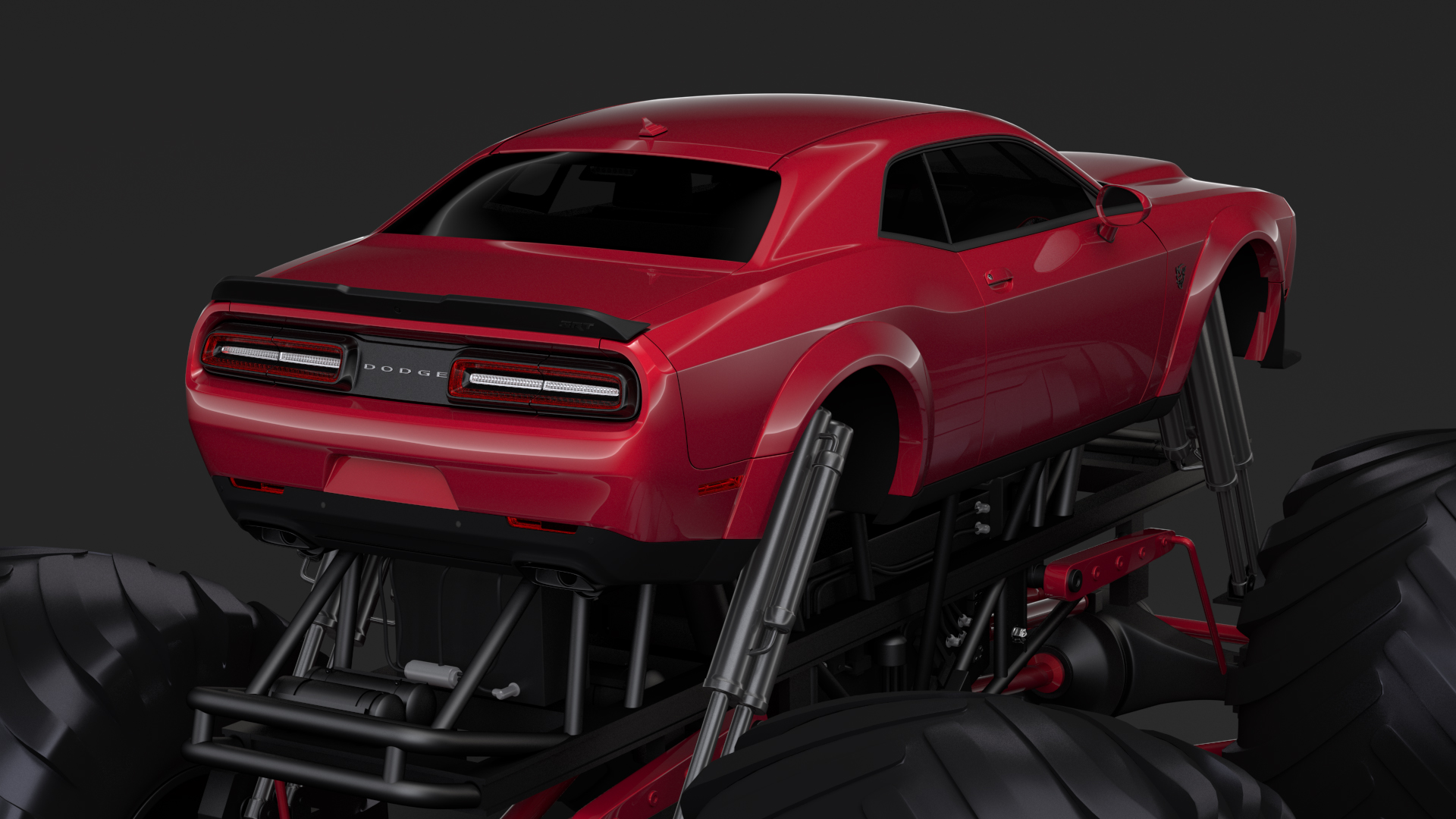 Monster Truck Dodge Challenger Demon 3D Model - FlatPyramid