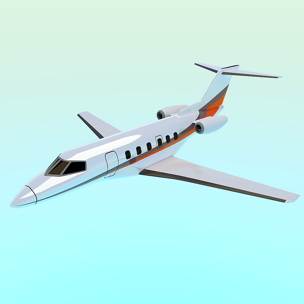 Lowpoly Pilatus C24 private jet 3D Model - FlatPyramid