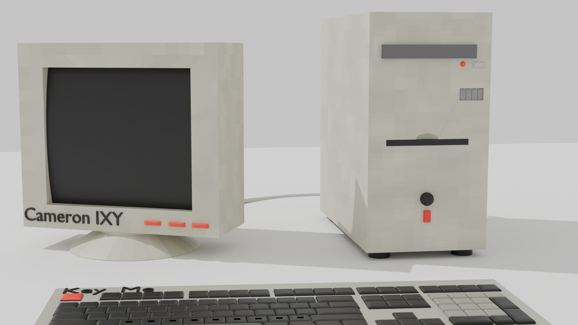Low Poly PS1 PC bundle! Pc + Monitor + Keyboard | 3D Model - FlatPyramid
