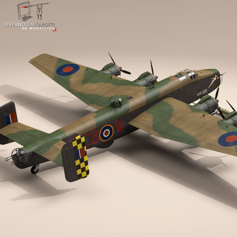 Handley page Halifax MK3 RAF Aircraft 3D Model - FlatPyramid