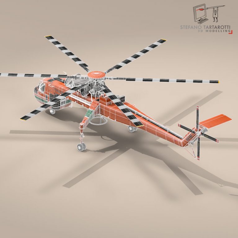 S 64E Skycrane 3D Model - FlatPyramid