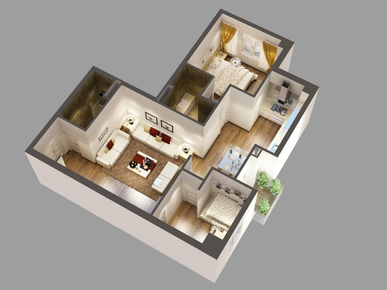 Detailed House Cutaway 3D Model - FlatPyramid