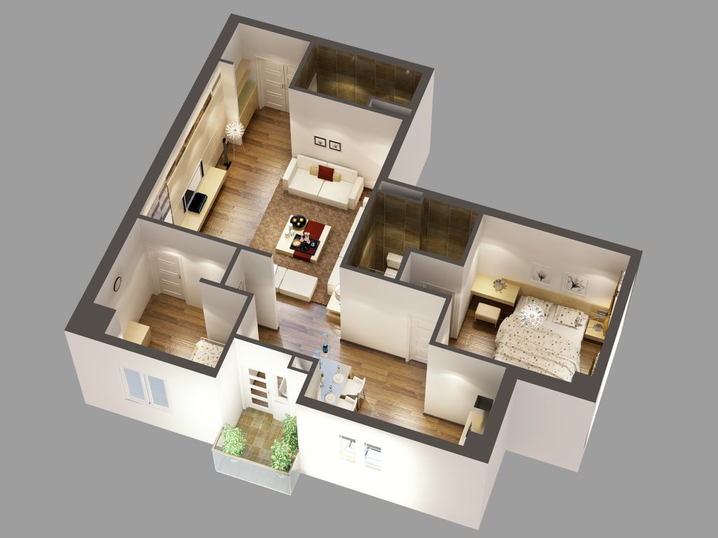 Detailed House Cutaway 3D Model - FlatPyramid