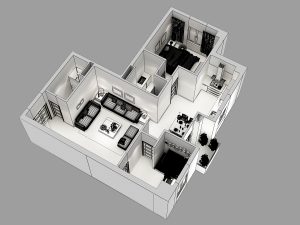 Detailed House Cutaway 3D Model - FlatPyramid