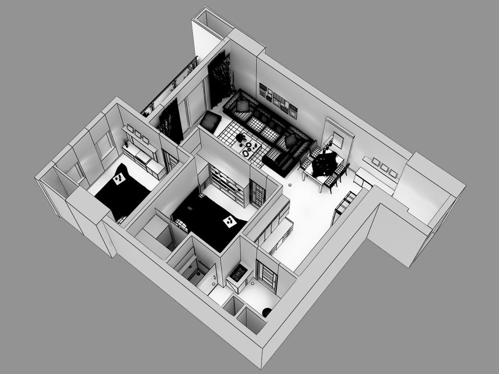 Detailed Living House Cutaway 3D Model - FlatPyramid