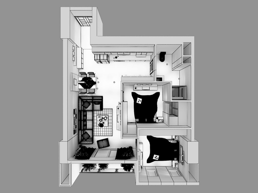 Detailed Living House Cutaway 3D Model - FlatPyramid