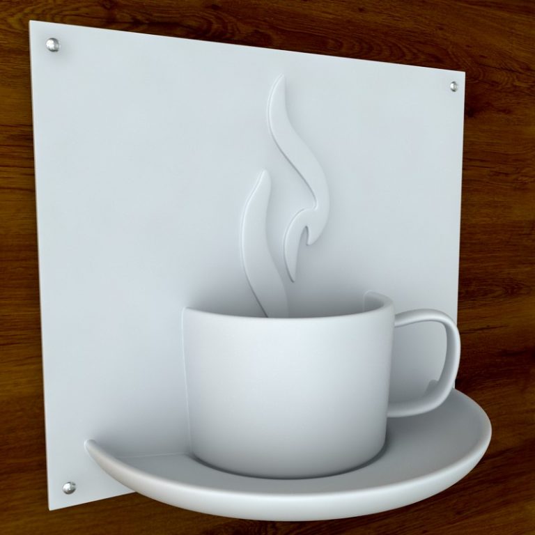 3d Printable Coffee sign STL OBJ 3D Model - FlatPyramid