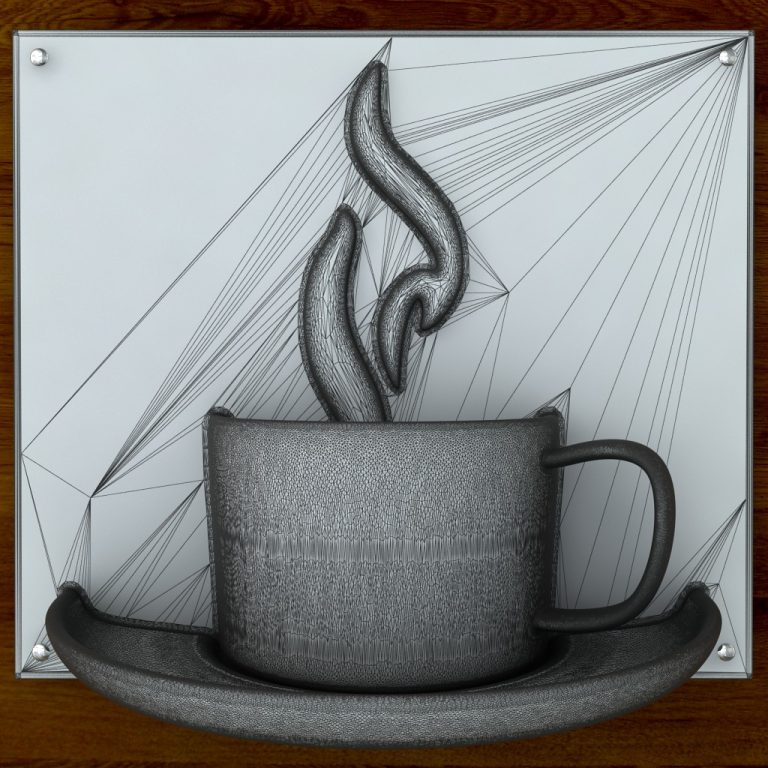 3d Printable Coffee sign STL OBJ 3D Model - FlatPyramid