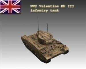 WW2 British Valentine Mk III infantry tank 3D Model - FlatPyramid
