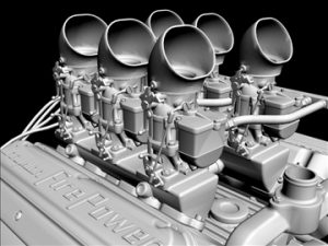 6 X 2 Stromberg Hemi V8 Engine 3D Model - FlatPyramid