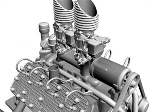 Custom Early Flathead V8 Engine 3D Model - FlatPyramid