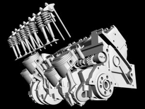 Detailed V8 Engine 3D Model - FlatPyramid