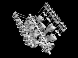 Detailed V8 Engine 3D Model - FlatPyramid