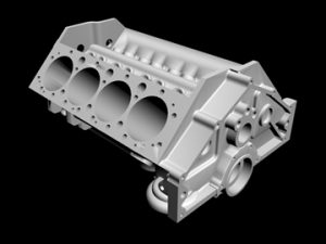 V8 Engine Bare Block 3D Model - FlatPyramid