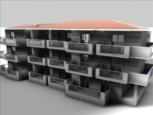 Condominium Building 3D Model - FlatPyramid