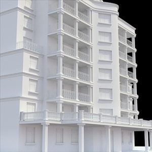 Modern highly detailed tenement house 3D Model - FlatPyramid