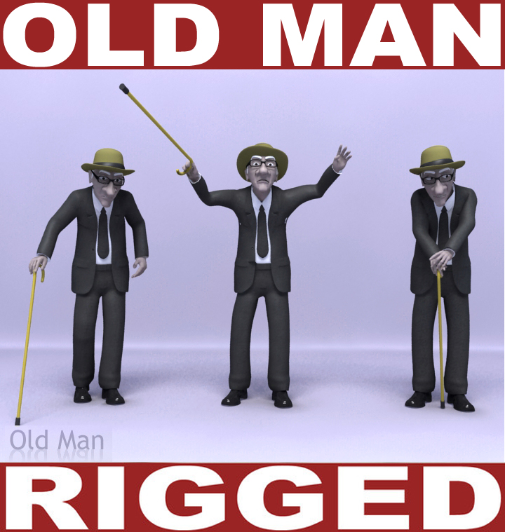 Old Man Rig 3D Model - FlatPyramid