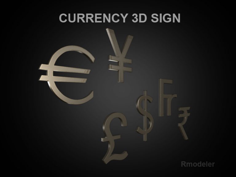 Currency sign 3D Model - FlatPyramid