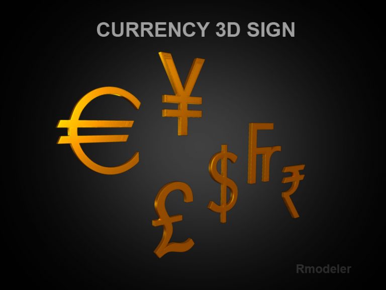 Currency sign 3D Model - FlatPyramid