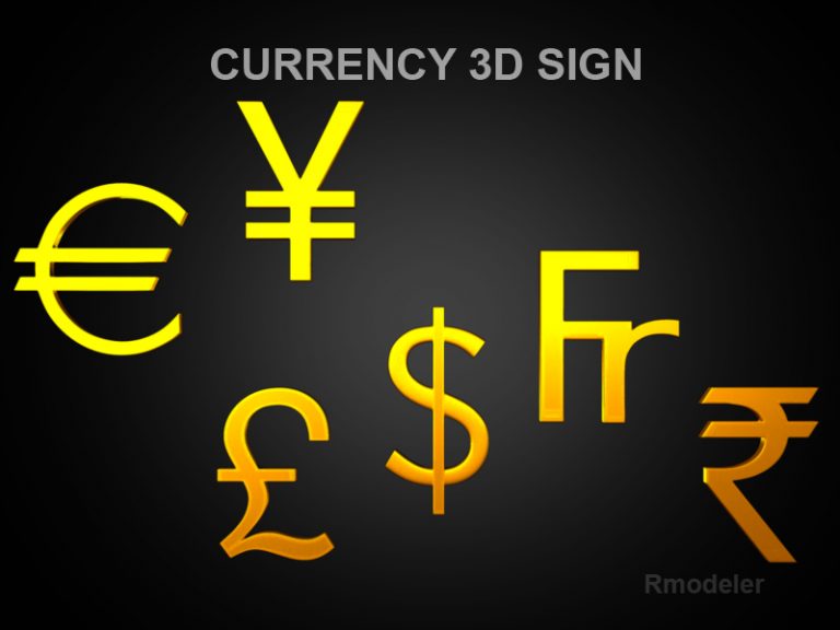 Currency sign 3D Model - FlatPyramid