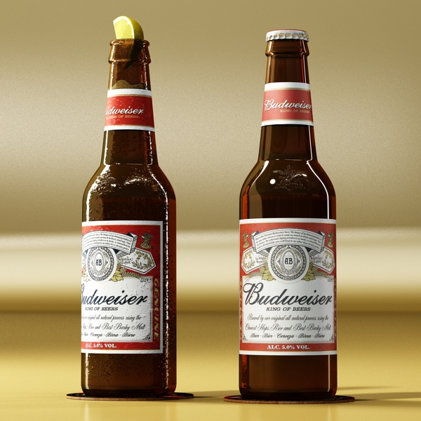 Budweiser Beer Bottle 3D Model - FlatPyramid