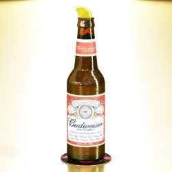 Budweiser Beer Bottle - Six Cardboard Pack 3D Model - FlatPyramid