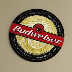 Budweiser Beer Bottle - Six Cardboard Pack 3D Model - FlatPyramid