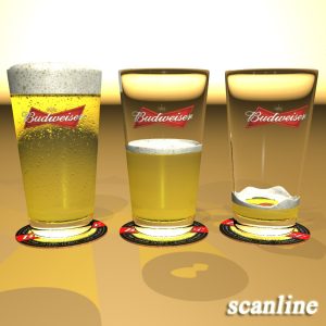 Budweiser Beer Glass 3D Model - FlatPyramid