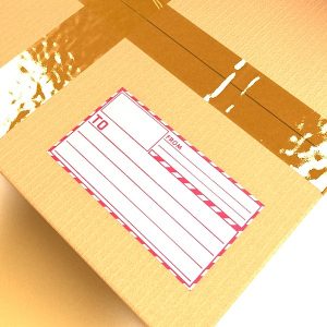 3D Model Cardboard Box with Tape & Mailing Label 3D Model - FlatPyramid