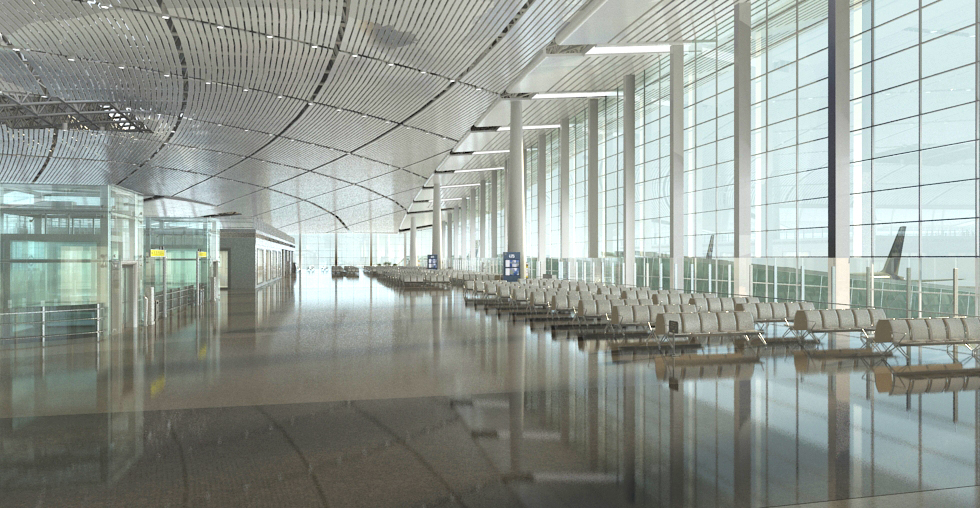 Airport Terminal Lobby 001 3D Model | FlatPyramid