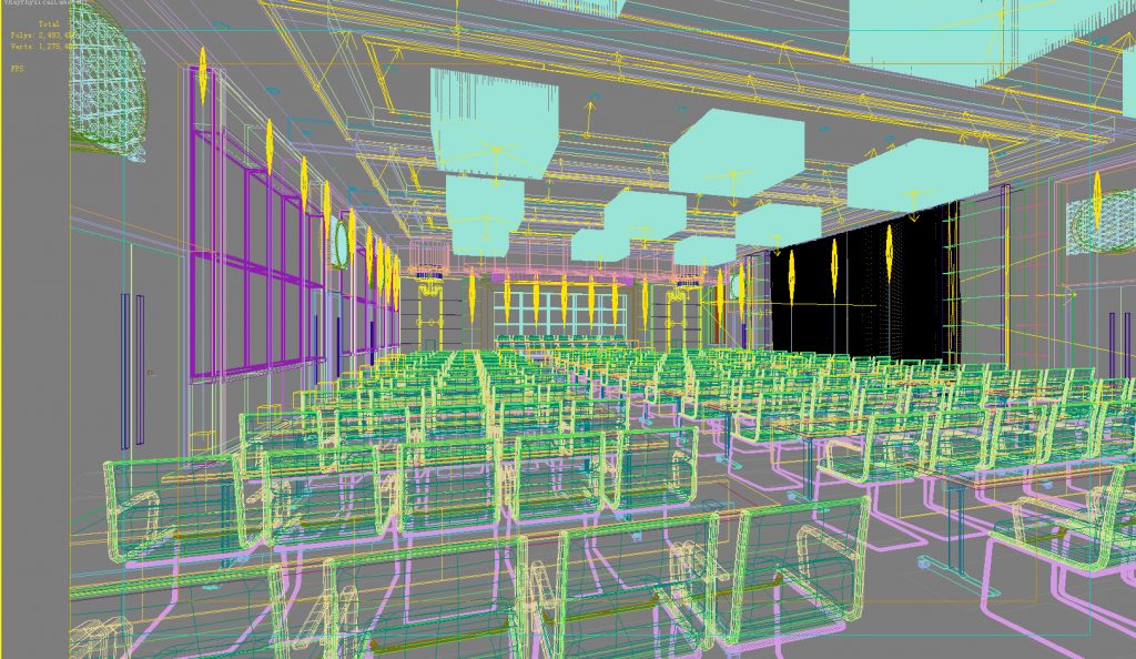 Auditorium Room 010-2 3D Model - FlatPyramid
