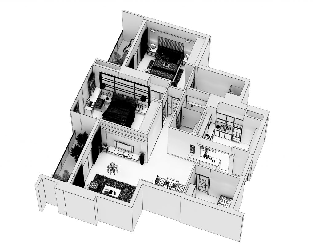3D Model Detailed modern interior cutaway 3D Model - FlatPyramid